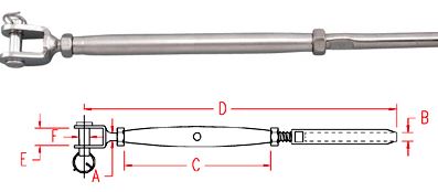 Stainless Steel Turnbuckle (Closed Body) Jaw & Swage 3/4 x 1/2 | S0781-2013